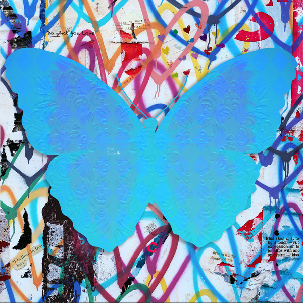 Butterfly "Graffiti Bleu" Street art print - WallCandy Art Gallery